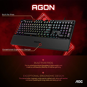 Agon Tournament-Grade RGB Gaming USB 2.0 Type-A Mechanical Keyboard, Cherry MX Blue Switches, NKRO, Dedicated Macro & Multimedia Buttons, Light FX Sync, G-Tools Software (AGK700)
