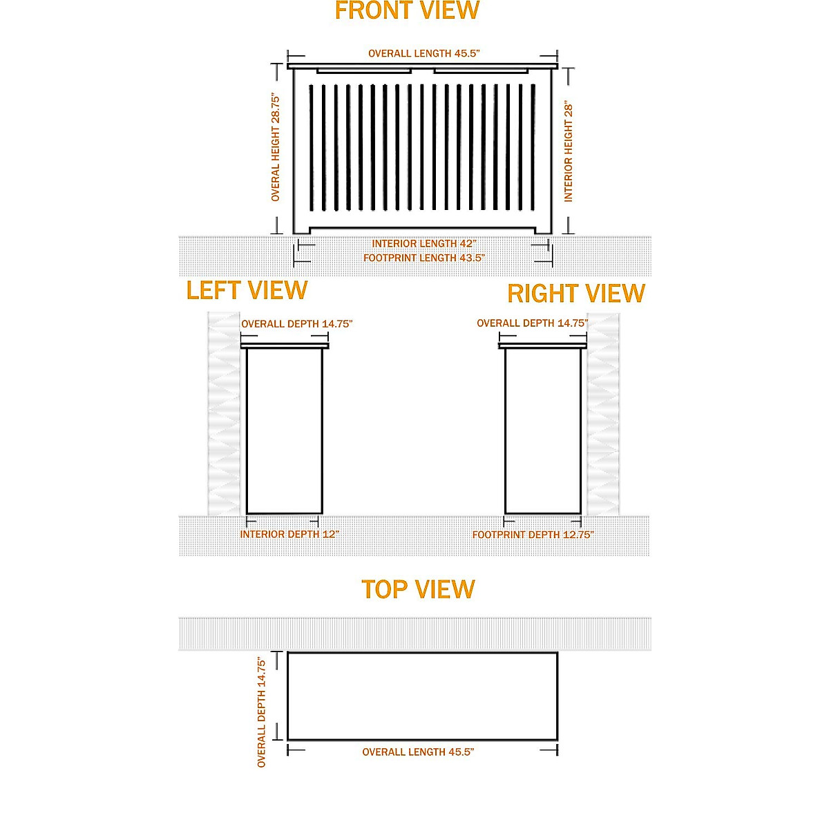 Fichman Furniture Unpainted Radiator Cover Kit, 42" L x 28" H (12" Depth)