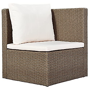 Merax Outdoor Patio Furniture Sets, PE Wicker Rattan Garden Conversation Sofa Couch with 2 Tea Tables, 6-Piece, Brown