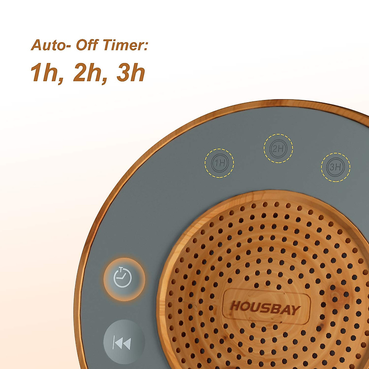 Housbay White Noise Machine with 31 Soothing Sounds, 5W Loud Stereo Sound, Auto-Off Timer, Adjustable Volume, Sleep Sound Machine for Baby, Kid, Adult -Wood Grain