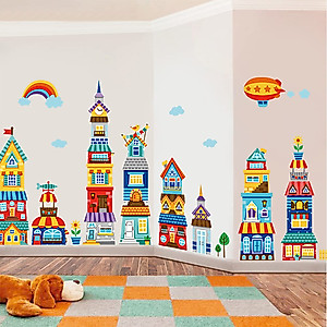 Kids Room Decor Cartoon Cute Wall Stickers House Nursery Playroom Decoration Sticker for Living Room Kindergarten Room, Children self-Adhesion Wall Stickers(6pcs) Large Size Baby Rooms Wall Decal