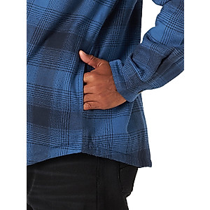 Wrangler Authentics Men's Long Sleeve Sherpa Lined Shirt Jacket, Admiral Blue, Large