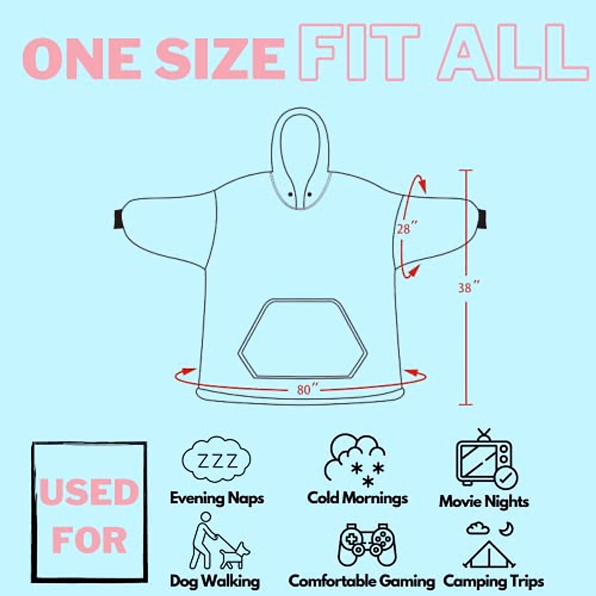 COUPLE FOX Wearable Blanket Hoodie - Oversized Hooded Blanket For Women, Teen Girls, Men - Warn Thick Sherpa Fleece Blanket Hoodie Adult - Giant Sweatshirt Hooded Blanket With Big Pocket