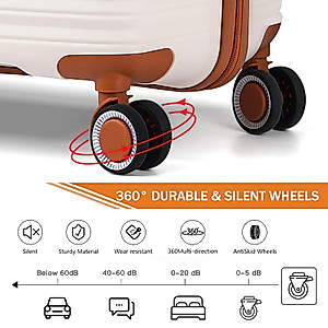 RUNCODE Travel Luggage Sets 6 Piece with Spinner Wheels and TSA Lock, Lightweight ABS Hard Shell Carry On Suitcase Set with 360° Double Wheels for Traveling Women (20"/24"/28")