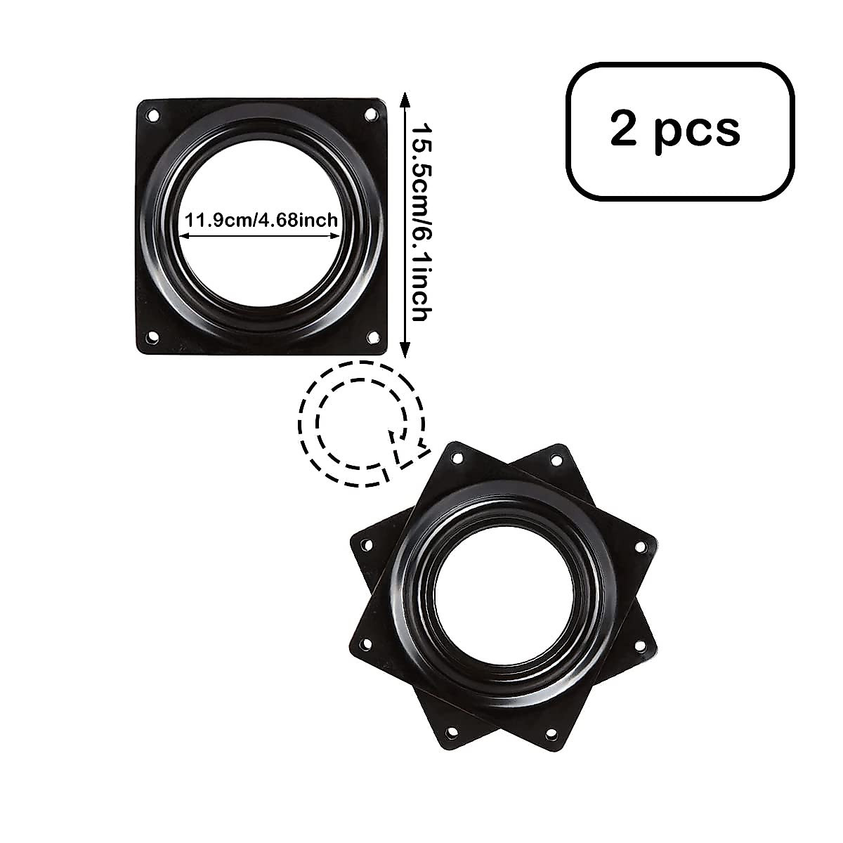 Lazy Susan Square Turntable Bearings 2Pack 6Inch Steel Rotating Bearing Swivel Plate Lazy Susan Hardware Base Parts Kit for Serving Trays Kitchen Cabinet Craft Project (6 Inch, 2)