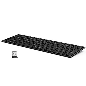 seenda Wireless Keyboard - Multi-Device (2.4G+Dual Bluetooth 4.0) Rechargeable Keyboard with Numeric Keypad, Slim Compact Keyboard for Mac OS and Windows, PC, Tablet, Laptop, iPad, iPhone, Black