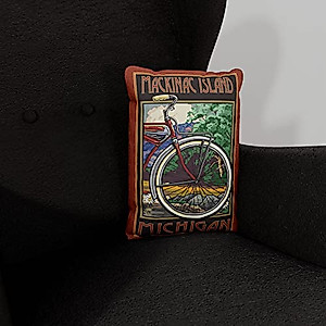 Mackinac Island Michigan Canvas Throw Pillow for Couch or Sofa at Home & Office from Travel Artwork by Artist Paul A. Lanquist 13" x 19".