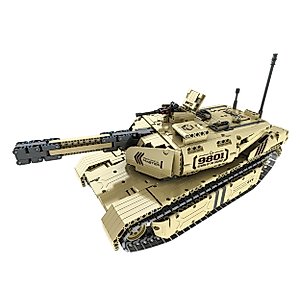 Bo Toys R/C Shooting Tank Building Bricks Radio Control Toy, 1276 Pcs Military Battle Storm of The Desert Tank Kit with USB Rechargeable Battery, Construction Build It Yourself Toys