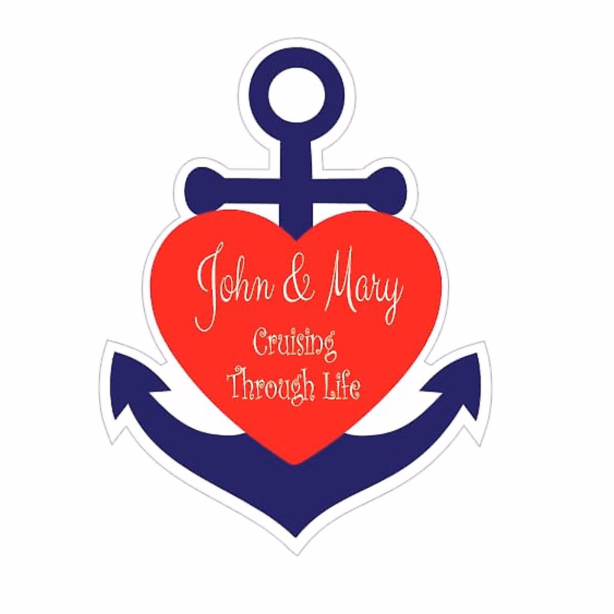 Large Magnet Customized for your Stateroom Door on your Disney Cruise, Carnival, Royal Caribbean, etc. - Personalized Anchor With Heart