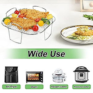 BYKITCHEN 8 inch Square Air Fryer Rack, Stainless Steel Dehydrator Rack, Square Air Fryer Accessories for Cosori, Instant Vortex, Gourmia Air Fryer & Oven, Ninja Foodi Grill Accessories