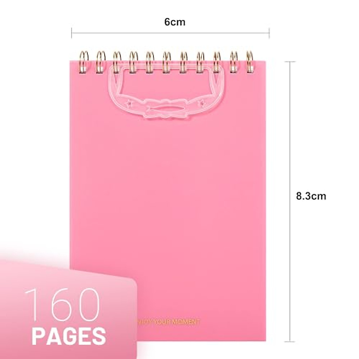 Yoment Top Spiral Notebooks Left Handed Notebooks Lined 6"x 9" College Ruled Waterproof Cover Notepad 160 Pages Spiral Notebook Durable Meeting Notebook for Work School Office Business,Pink