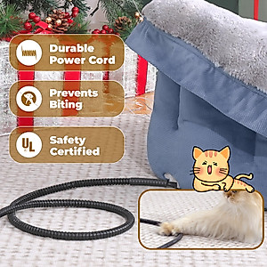 Rywell Heated Cat Bed,Versatile Heated Cat Bed Indoor for All Seasons, Soft & Cozy Heated Pet Bed with Timer & Temp Adjustable, Heated Bed for Indoor Cat&Small Dog