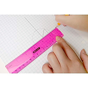 BAZIC Plastic Ruler 6" (26cm), Inches Centimeter Metric Measuring Drafting Rulers, for Students School Supplies (3/Pack), 1-Pack