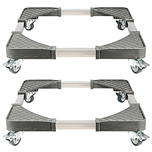SINJEUN 2 Pack 19.7 to 25.6 inches Adjustable Furniture Dolly, Telescopic Mobile Roller with 4 Locking Wheels, Adjustable Moving Dolly for Washing Machine, Dryer, Refrigerator, 500 Lbs Capacity