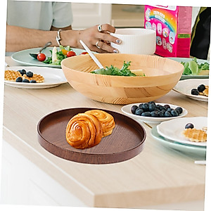 VILLCASE 4pcs Wooden Round Tray Coffee Table Decor Tray Cutlery Tray Round Coffee Table Tray Wood Tray for Desktop Trays Decorative Large Tray Dessert Serving Tray Wooden Shape Tray Tea Set