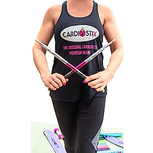 CardioStix Bundle Plus Weighted(1 pair) 5oz per pair American Hickory Wood Cardio Drum Sticks 2B 16 Inches long w/grip;| For drumming, fitness, exercises(blue/silver/purple)