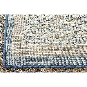 Unique Loom Salzburg Collection Classic Traditional Design Oriental Inspired with Intricate Border Area Rug, 4 ft, Blue/Beige