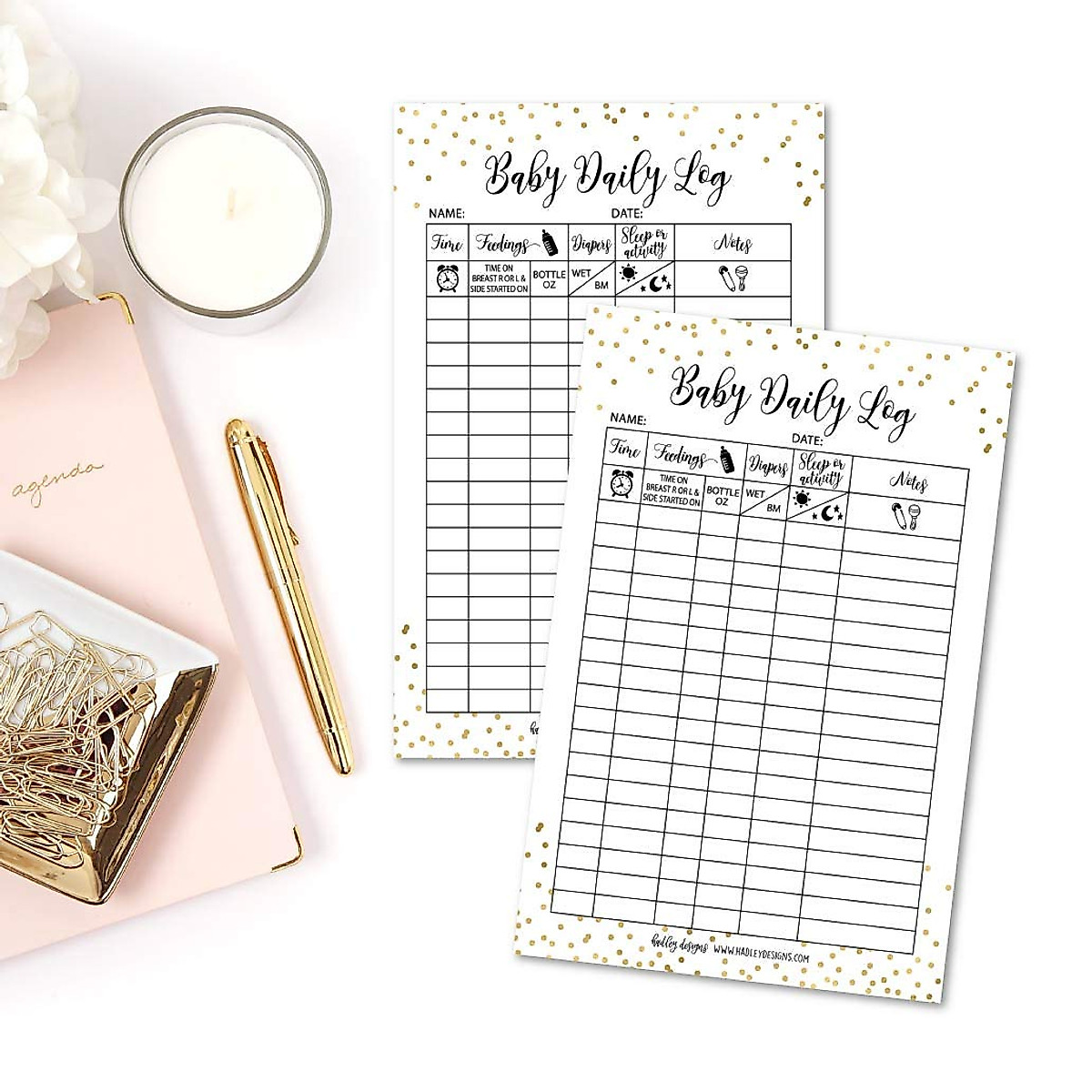 Newborn Baby Log Tracker Journal Book, Infant Daily Schedule, Feeding Food Sleep Naps Activity Diaper Change Monitor Notes For Babies, Mommy Nursing or Breastfeeding Record Tracking Chart 50 Sheet Pad