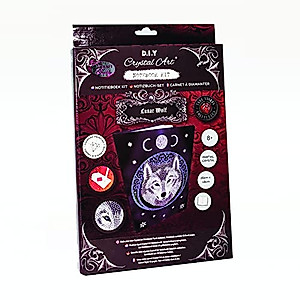 Crystal Art Diamond Painting Notebook - Lunar Wolf - Create a Sparkling Notebook Cover Using Crystals - for Ages 8 and up