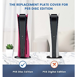 PS5 Faceplate Case PS5 Plate Cosmic Red Replacement Cover for Disc Playstation 5, Hard Shell Case Shockproof Side Plates Skin for PS5 Disc Version Console - Red