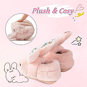 Drecage Girls Toddler Slippers Boys House Shoes For Little Kids Cute with Bunny Design Plush ndoor Slippers Non-Slip Pink 11-12 Little Kid