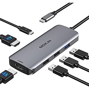 Docking Station USB C to Dual HDMI Adapter, MOKiN USB C Hub Dual HDMI Monitors for Windows,USB C Adapter with Dual HDMI,3 USB Port,PD Compatible for Dell XPS 13/15, Lenovo Yoga,etc