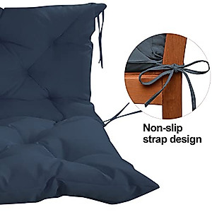 Swing Replacement Cushions with Backrest, Waterproof Bench Cushion for Outdoor Furniture 2-3 Seater Washable Swing Replacement Cushions, Overstuffed Swing Pad for Garden Patio (60x40 in, Navy Blue)