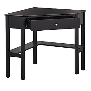 Target Marketing Systems Ellen Corner Desk Drawer and One Storage Shelf for Living Room, Bedroom, or Home Office, Small Computer Table, 42" W x 30" H, Antique Blue