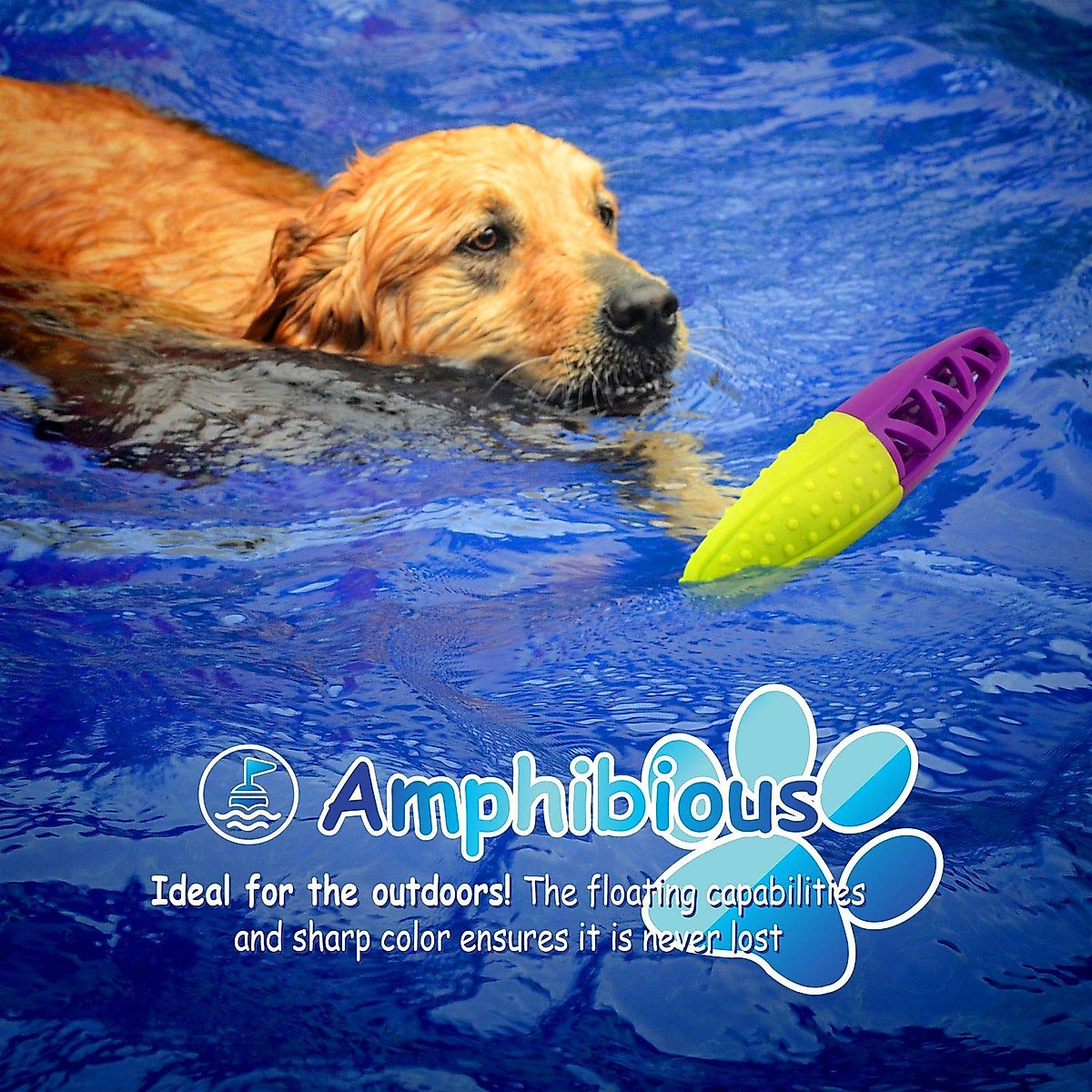 Fluffy Paws – Stick-Shaped Dog Squeaky Toy for Small-Medium Puppy & Dogs | Dental Dog Treat Chew Toy Helps Massage Dogs Gums, Good for Aggressive Chewers | Green/Purple