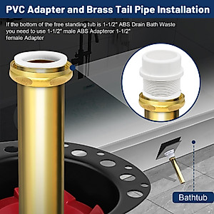 Freestanding Bathtub Tub Drain Rough-in Kit with Brass Tail Pipe and PVC Adapter Compatible with Freestanding Bathtubs Floor Mounted Bathtub and Standard Bathtubs