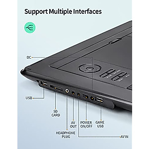 YOTON 17.5" Portable DVD Player with 15.5" HD Swivel Screen for Car and Kids, 4-6 Hours Working Time with Built-in Battery, Dual Stereo Speakers, USB/SD/AV/Audio/Gamepad Support [Not Support Blu-Ray]