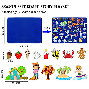 Craftstory Kids Weather Flannel Felt-Board Story for Toddlers Preschool Toys Season Weather Circle-Time Learning Centre 48 Pieces Early Educational Classroom Activity 3.5 Ft Wall Hang Gifts