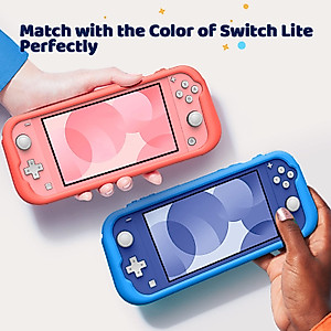 Fintie Case for Nintendo Switch Lite 2019 w/3 Game Card Slots - Soft Silicone [Shock Proof] [Anti-Slip] Protective Cover w/Ergonomic Grip Comfortable Grip Case for Switch Lite Console, Blue