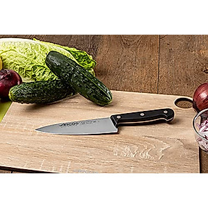 ARCOS Chef Knife 6 Inch Stainless Steel. Cooking Knife to Cut and Peel Small Food. Ergonomic Polyoxymethylene Handle and 155mm Blade. Series Universal. Color Black