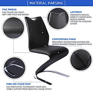 Dining Chairs Set of 2, Modern Simple Kitchen & Dining Room Chairs with Comfortable Ergonomics Back Faux Leather Chair and Carbon Metal Chair Legs