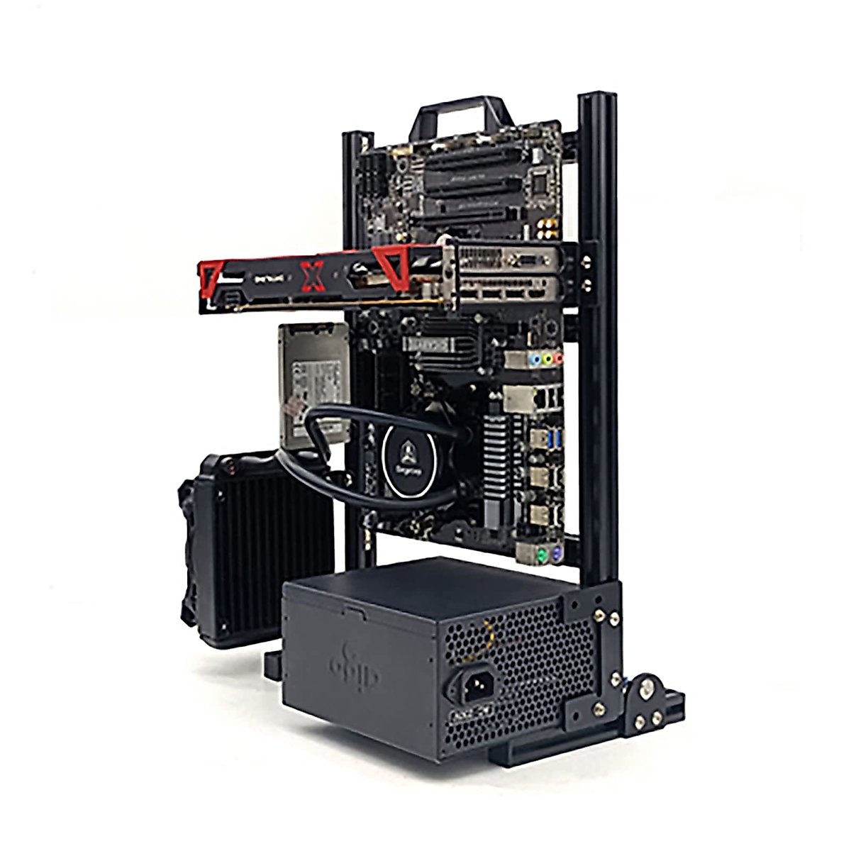 Mini ITX PC Test Bench Computer Water Cooling Open Frame Overclock Air Vertical Case Mini All Aluminum HTPC Support Graphics Card
