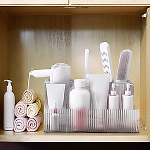 KIMCHOMERSE Hair Tool Organizer, Hair Styling Tool Holder for Vanity, Bathroom Countertop Storage for Toiletries, Makeup, Blow Dryers and Accessories -Clear Acrylic