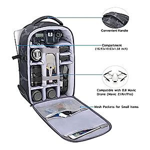 MOSISO Camera Backpack,DSLR/SLR/Mirrorless Photography Camera Bag Camouflage Waterproof Hardshell Case with Tripod Holder&Laptop Compartment Compatible with Canon/Nikon/Sony/DJI Mavic Drone, Gray