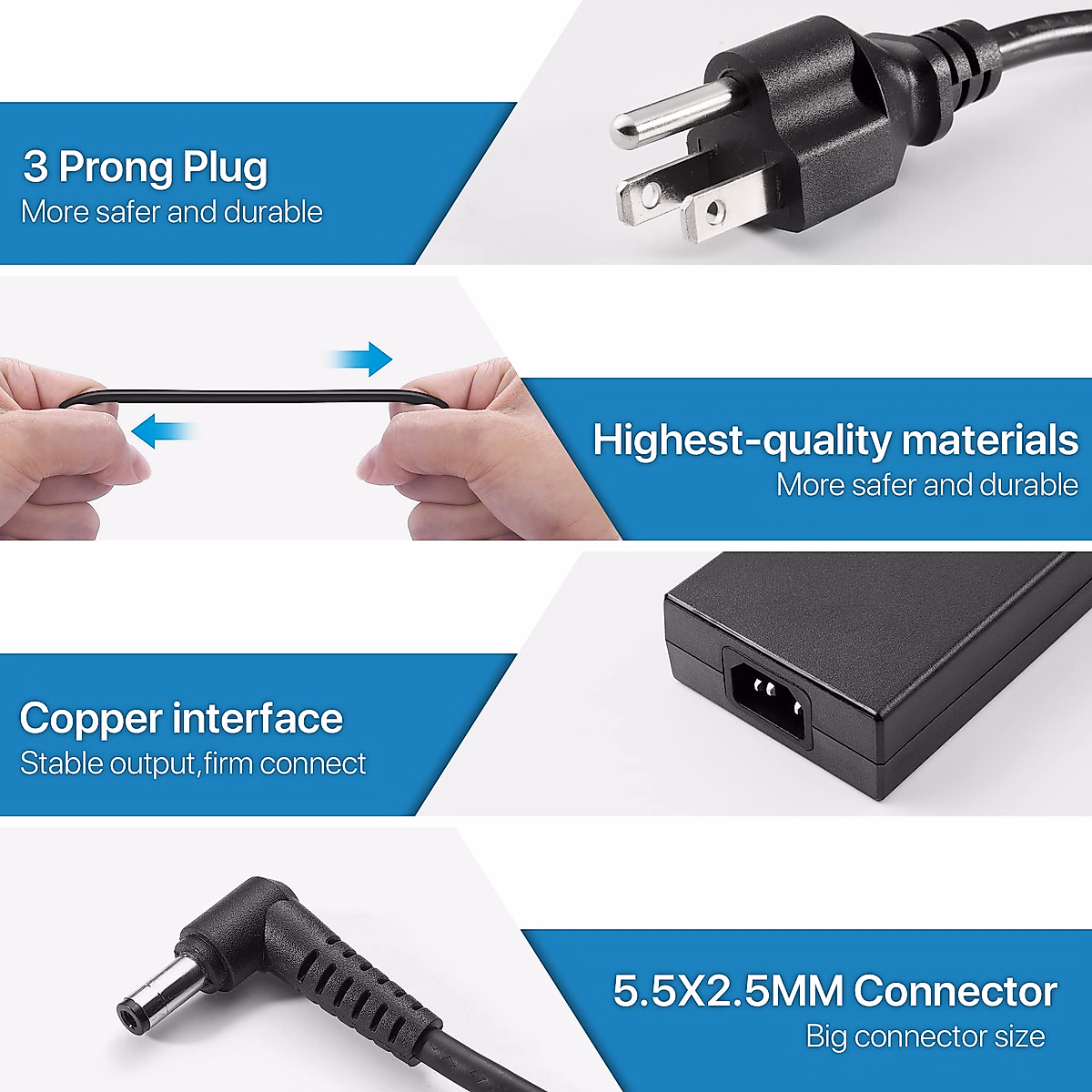 230W Laptop Charger for MSI Stealth GS66 GS65 GS75 WS65 WS75 MSI Creator 15 17 Chicony 230W Power Supply A17-230P1A (DC Plug 5.5 * 2.5mm)