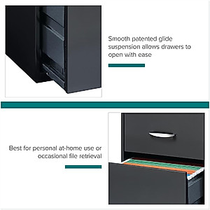 Pemberly Row 3 Drawer 18" Deep Metal File Cabinet in Charcoal