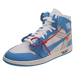 Nike Mens Air Jordan 1 X Off White NRG UNC White/Dark Powder Blue Leather Size 13