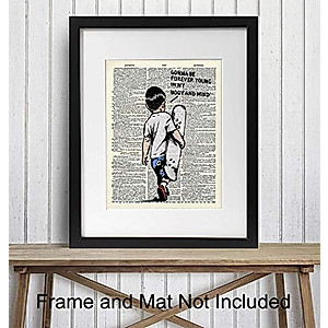 Banksy Skateboard Motivational Upcycled Dictionary Wall Art - Inspirational Graffiti, Urban Street Art Poster Print - Home Decor for Nursery, Kids or Boys Room - Great Gift - 8x10 Photo