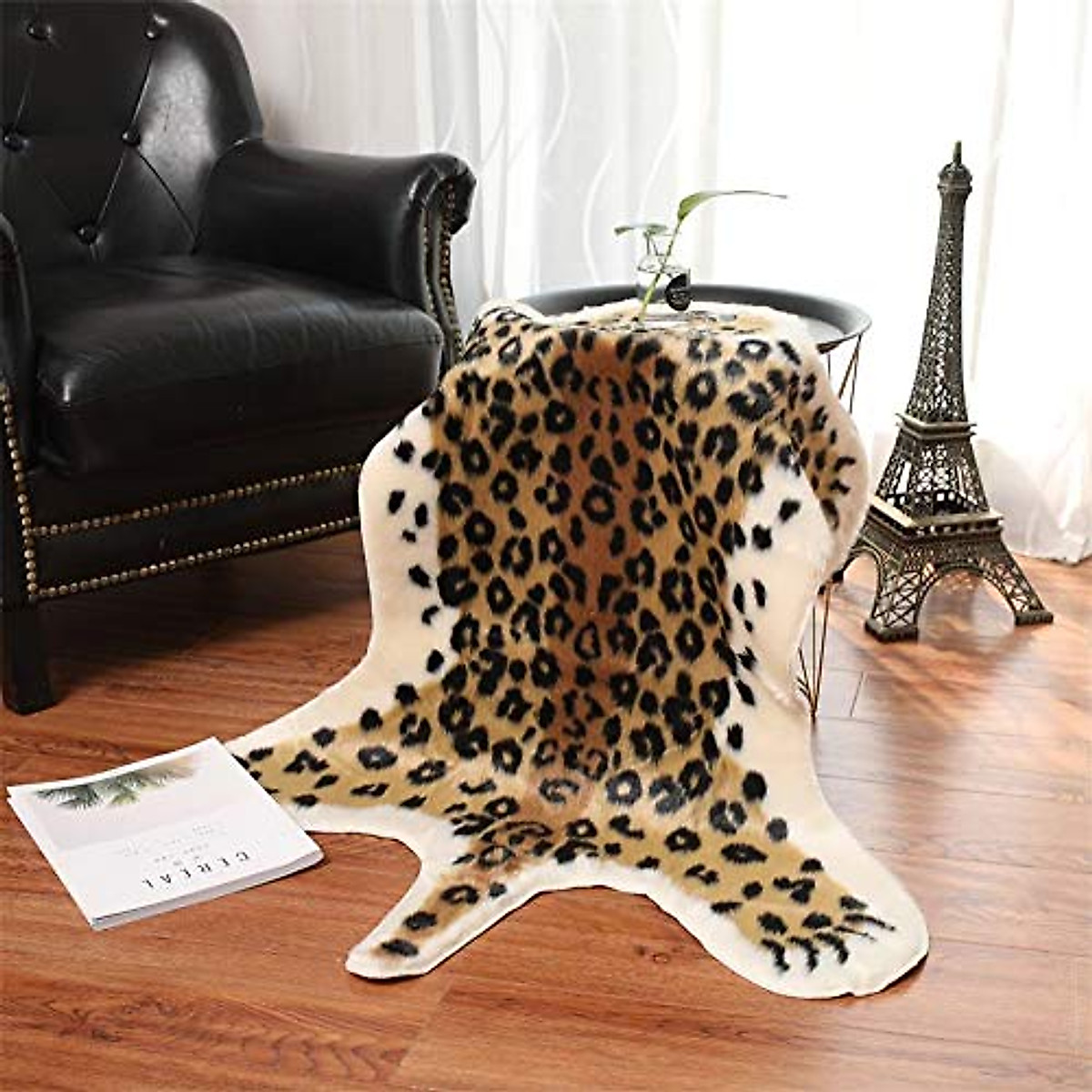Leopard Print Rug,Faux Cowhide Skin Animal Printed Rug Area Rug Carpet,Artificial Carpet,Mat Rug Faux Carpet (A) / 31.5x41.3inch, for Decorating Living Room