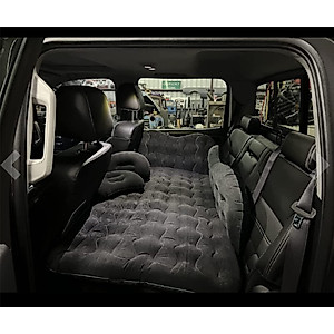 CALOER Thicked Inflatable Car Air Mattress with Pocket,Headboard,Pillows and Air Pump (Portable)-Camping Inflation Bed Travel Air Bed Car Back Seat-Blow Up Air Mattress - Car Bed fits Car, SUV Black