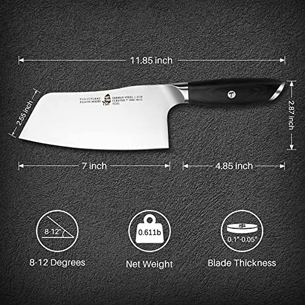 TUO Kitchen Knife - Heavy Duty Kitchen Knife, Multi-functional Knife for Bone Poultry Meat Fish - German Steel & Pakkawood Handle with Safety Lock - Falcon Series with Gift Box