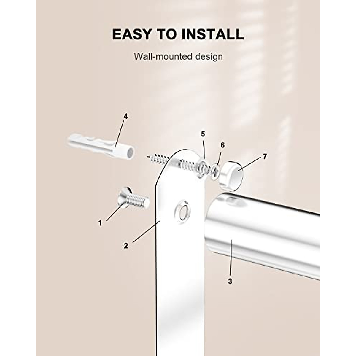 3-Tier Ladder Bath Towel Bar Strechable 16 to 27.6 Inch, ZUEXT Brushed Nickel Stainless Steel Adjustable Towel Holder Hanger, Wall Mounted Towel Rod for Bathroom Kitchen,Towel Rail Racks with Hooks