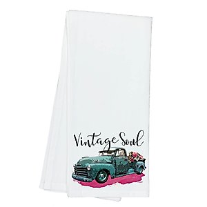 Vintage Soul Retro Farm Truck Flour Sack Cotton Tea Towel Kitchen Linen