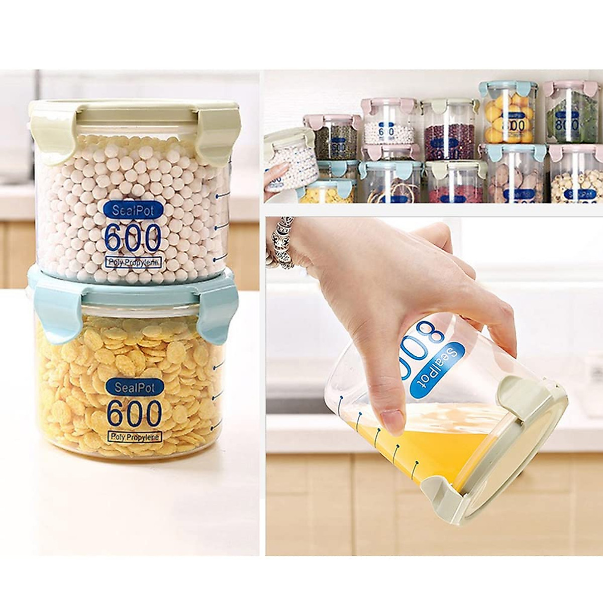 Airtight Food Storage Containers with Lids for Kitchen Organization, Plastic Canister Kitchen Storage Containers for Pantry Organization and Storage, Cereal, Rice, Pasta, Flour and Sugar Containers 6