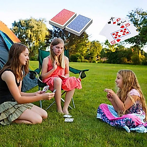 Neasyth Waterproof Plastic Playing Cards,large print playing cards,Jumbo Index, for Texas Hold'em, Blackjack, Pinochle, Euchre, for Pool Beach Water Games(1 PCS Blue+1 PCS RED)