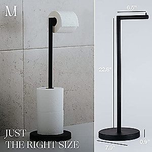 Marmolux Acc - Free Standing Toilet Paper Holder Stand 1pc - Bathroom Storage for 4 Rolls of Toilet Tissue Modern Stainless Steel Matte Black Toilet Paper Stand. - Toilet Roll Stand - Tp Holder Stand